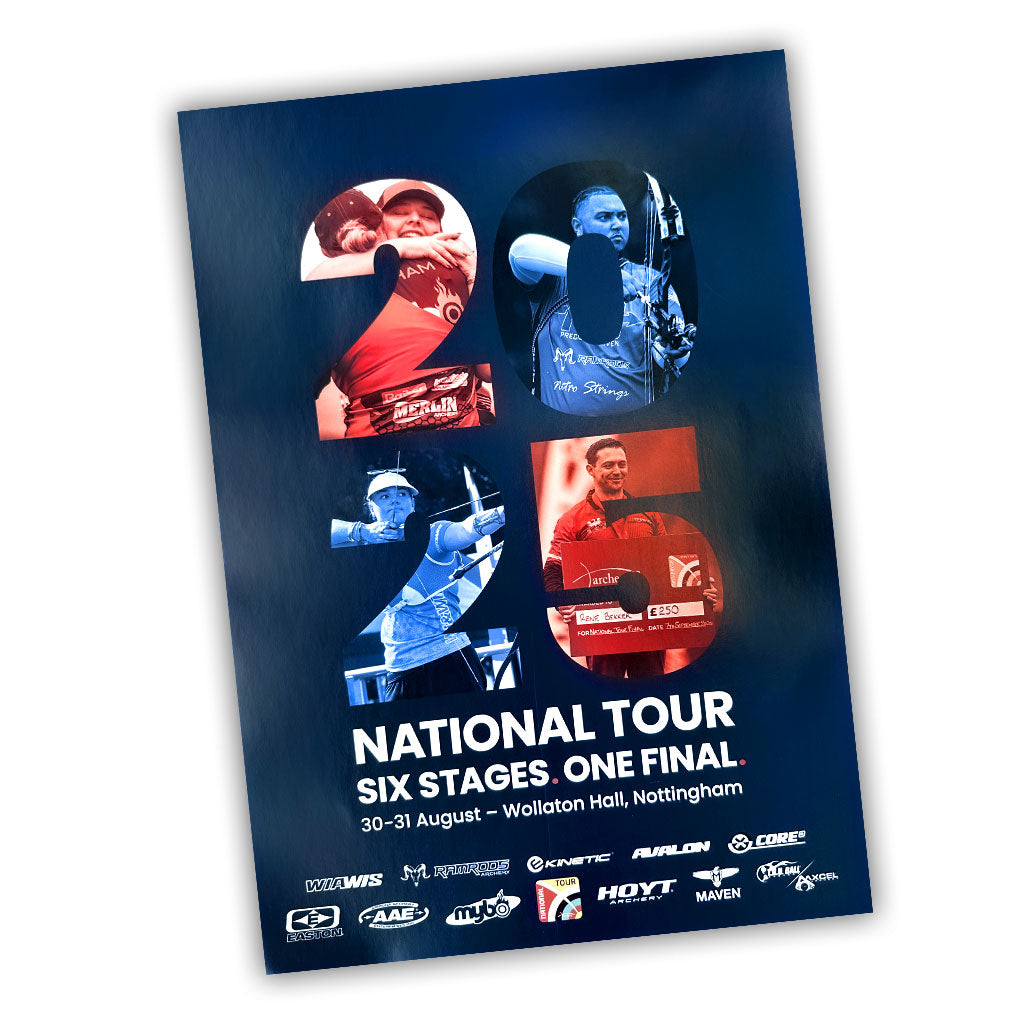 END OF LINE SALE National Tour 2025 A3 poster – Archery GB